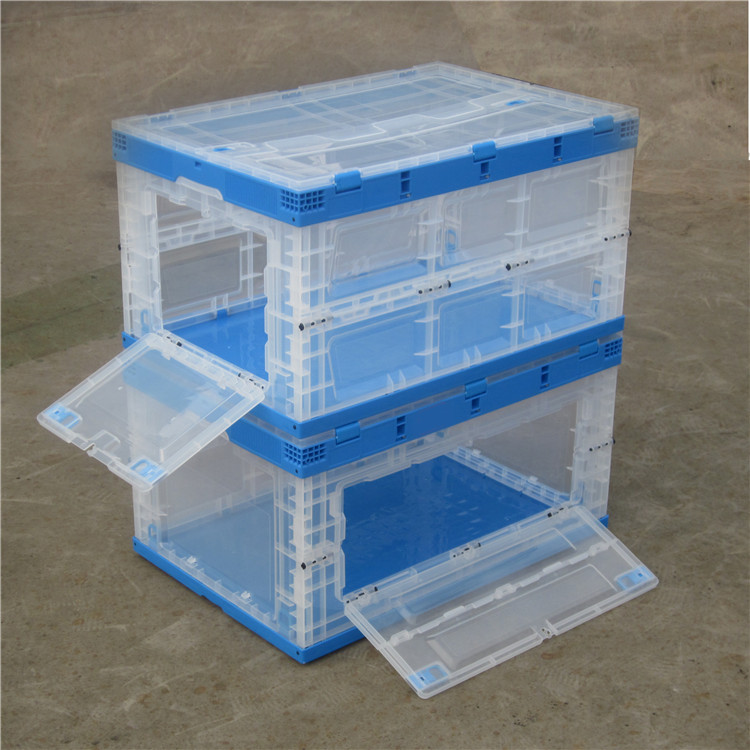 front open storage box 650*440*360 mm transparent collapsible bin with ...